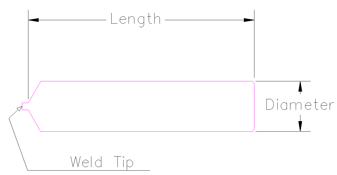 Arc Weld Stud, No Thread Pin, Aluminum 5000 Series, Plain Finish, 1/2 ...