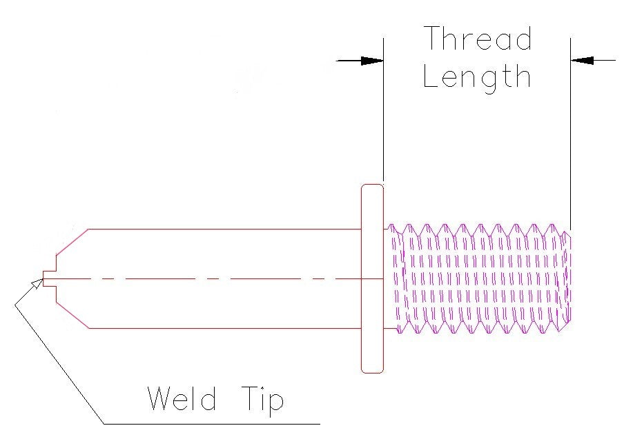 Arc Weld Stud, External, Collar Stud, Aluminum 5000 Series, Plain Fini ...