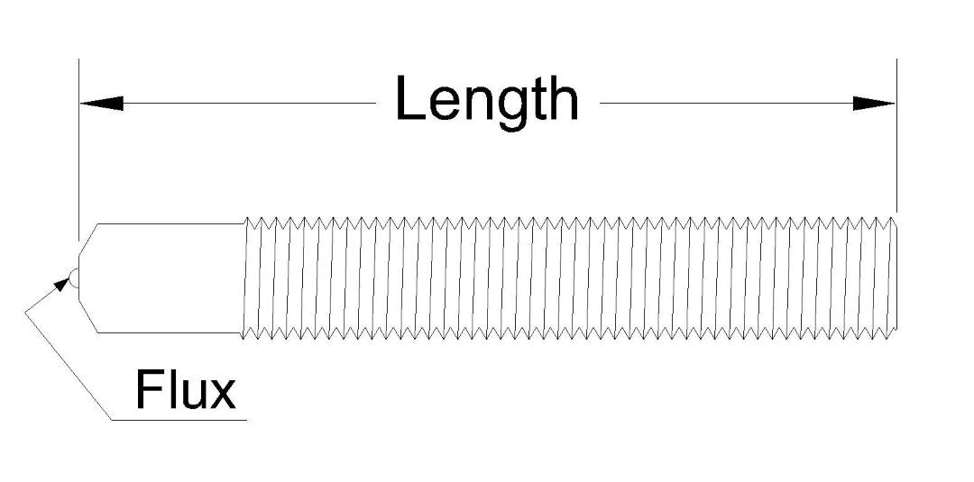 Arc Weld Stud, Pitch Diameter Base, Monel 400, Annealed, M6x1.0 Thread ...